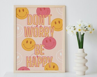 Donut Worry Be Happy Digital Printables Party Print Home - Etsy