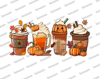 Fall Coffee PNG Pumpkin Spice Latte Iced Warm Cozy Autumn Orange ...