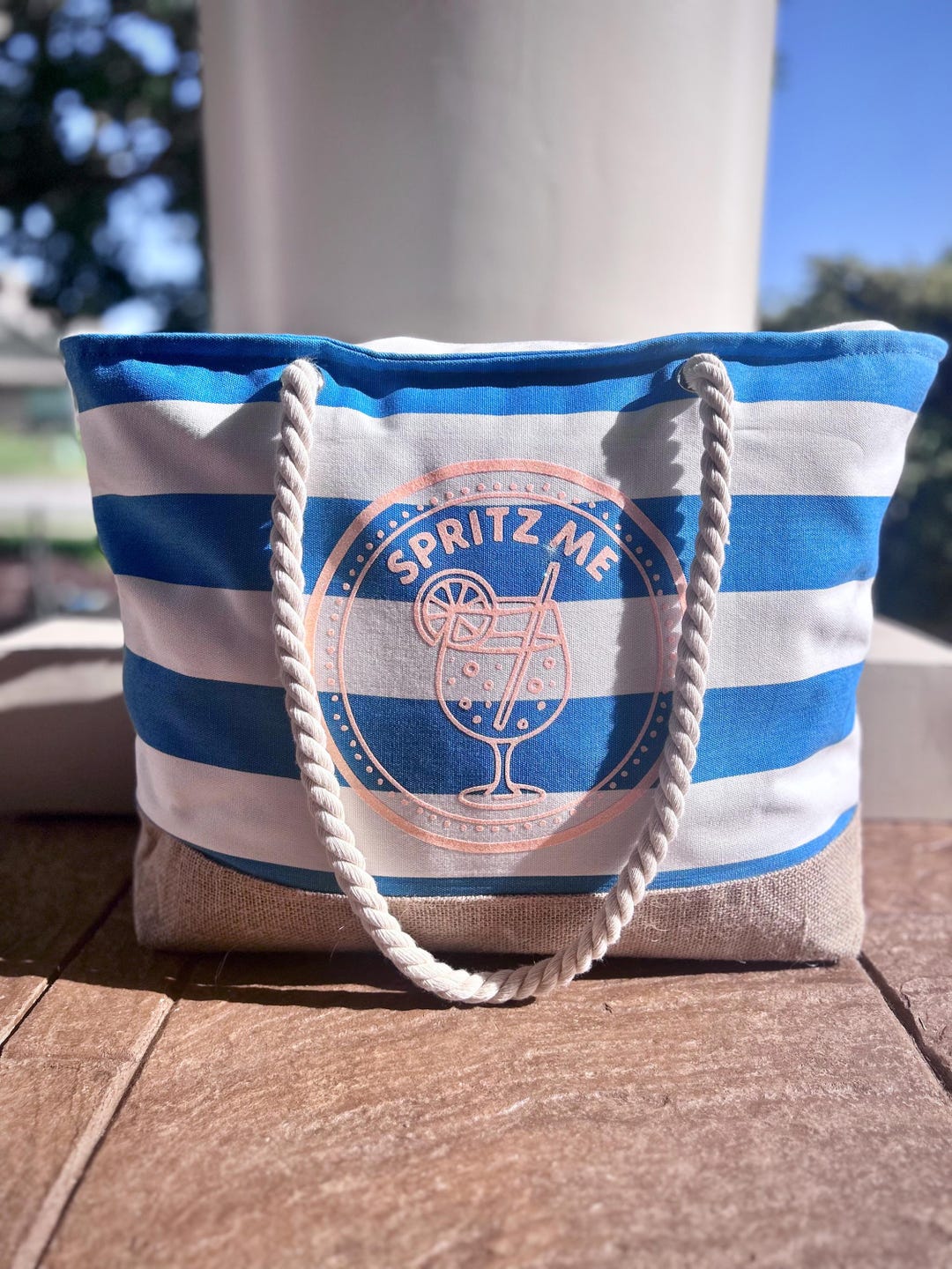 Italian “spritz Me” Water Resistant Large Tote Beach Bag, Aperol Spritz ...