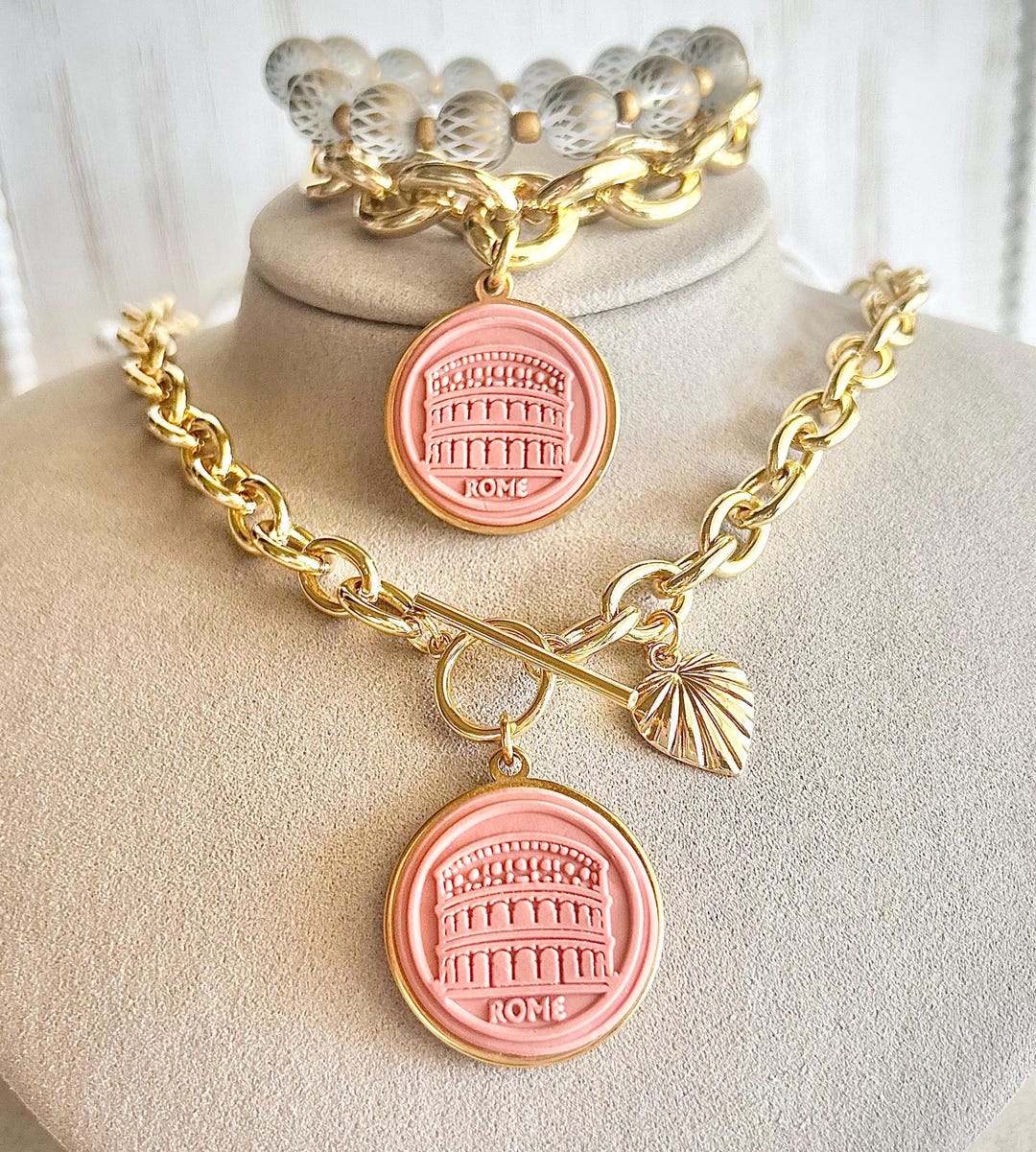 Ancient Roman Colosseum Jewelry Set, Rome Necklace, Roman Earrings ...