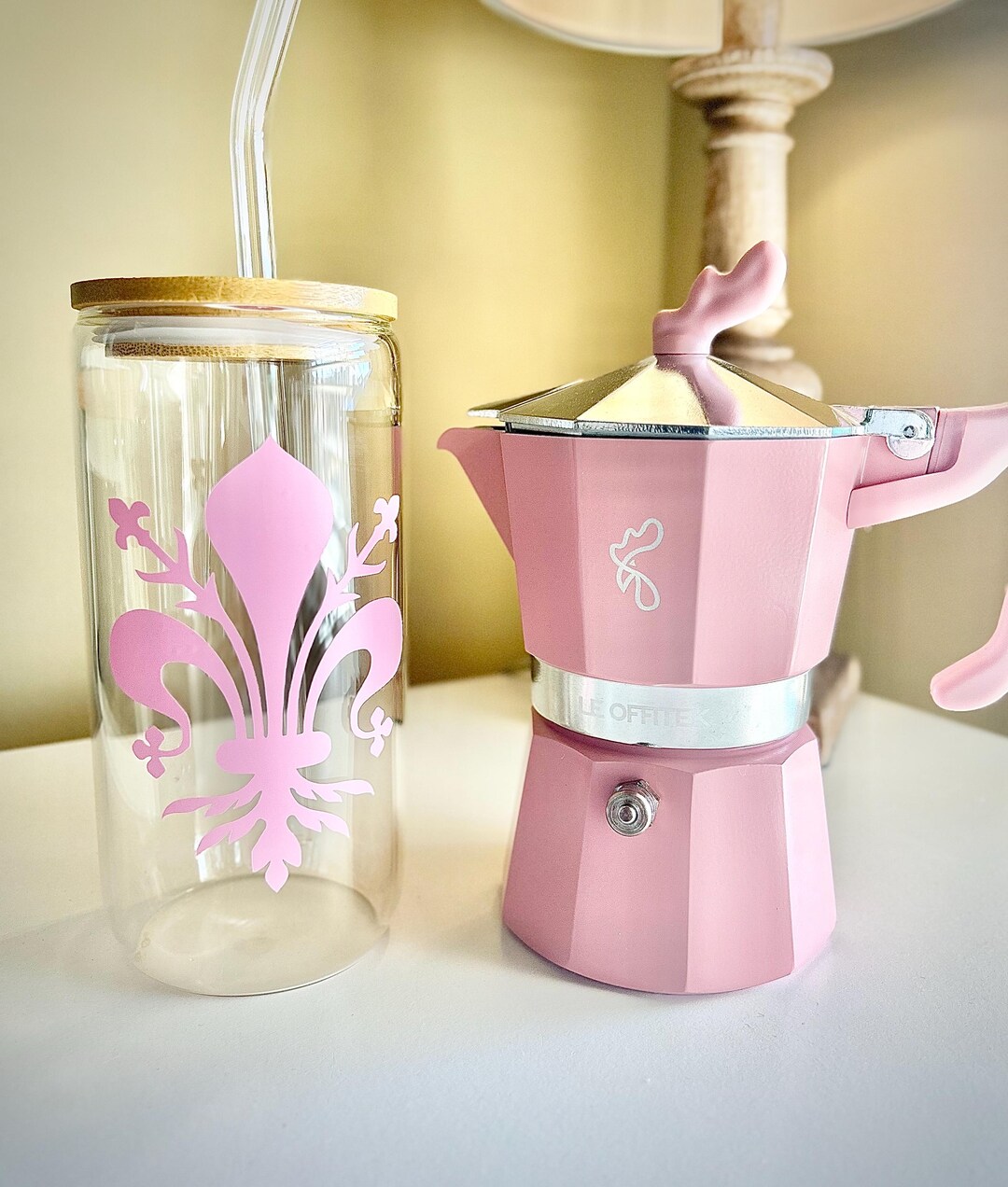 Italian Moka Pot Gift Set With Glass Tumbler, Florence Souvenir Glass ...