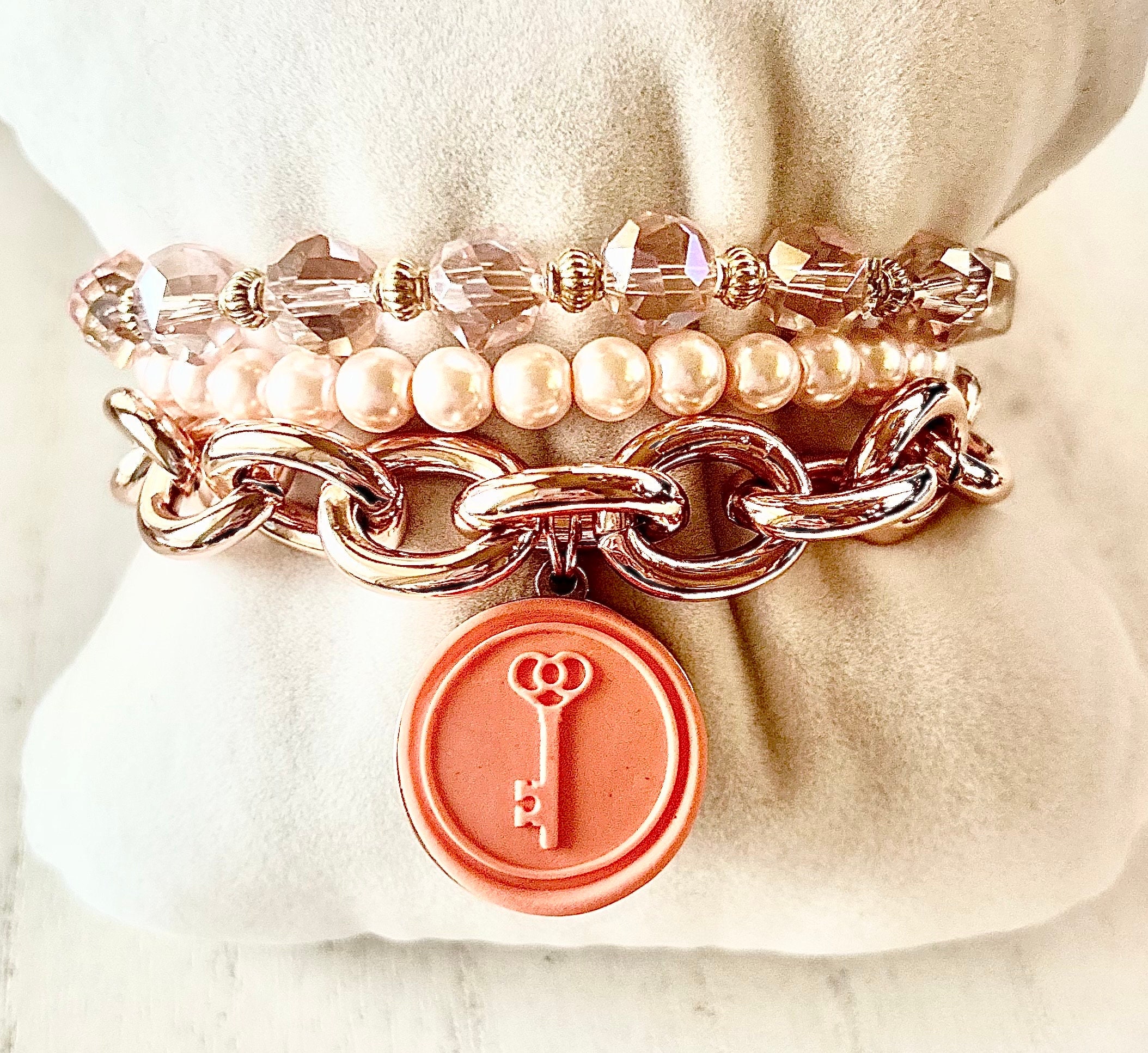 Skeleton Key Bracelet Stack, Key to My Heart, Romantic Jewelry Gift ...