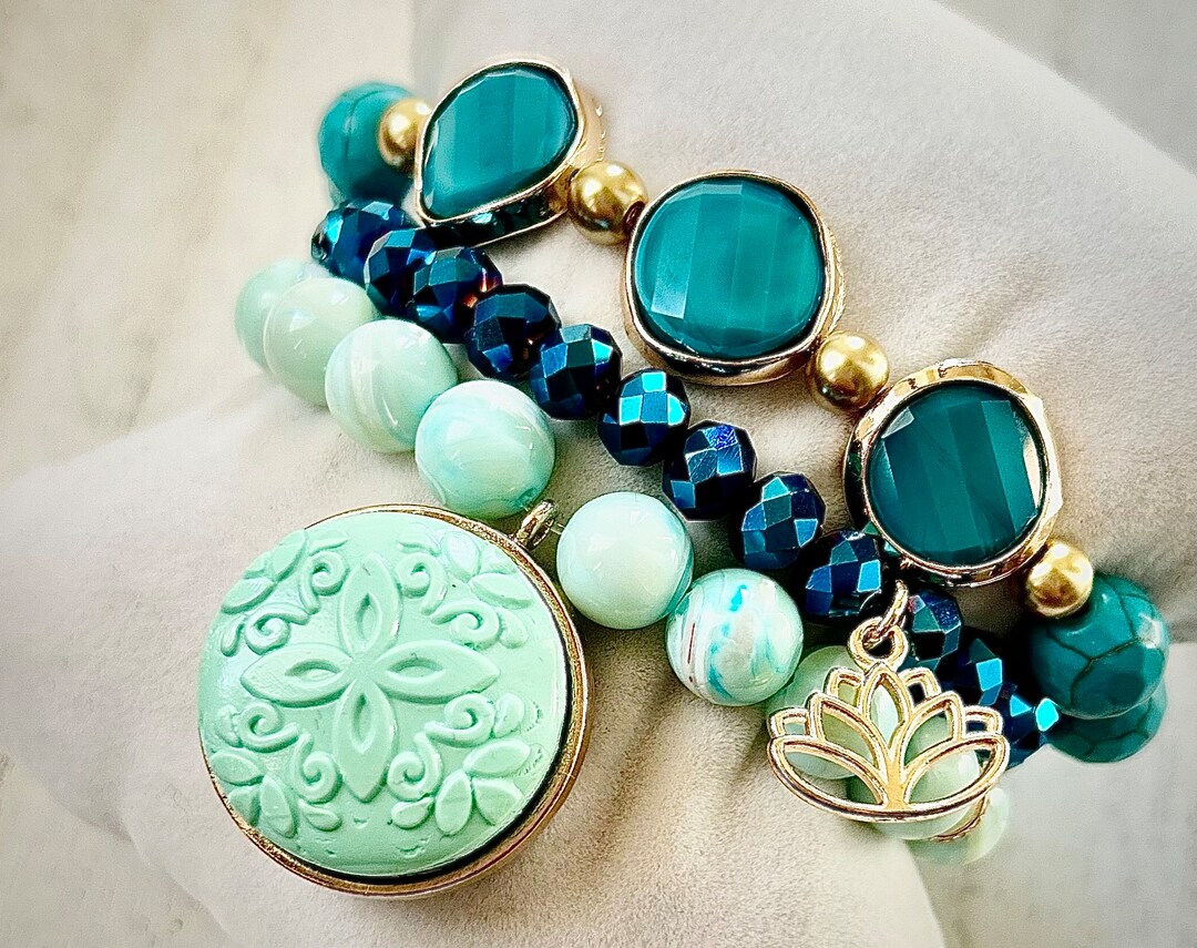 Turquoise Majolica Tile Bracelet Stack, Amalfi Coast, Positano ...