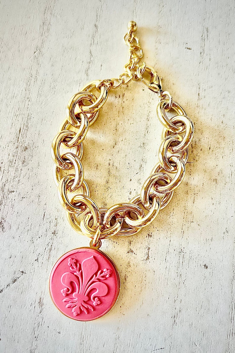 Florence Lily Gold Charm Bracelet Stack, Firenze Lily Jewelry, Giglio ...