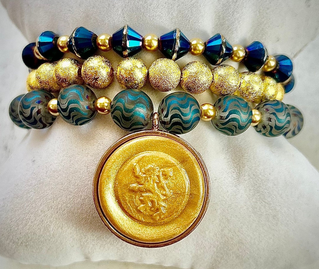 Gold Griffin Gryphon Charm Bracelet Stack, Statement Jewelry, History ...