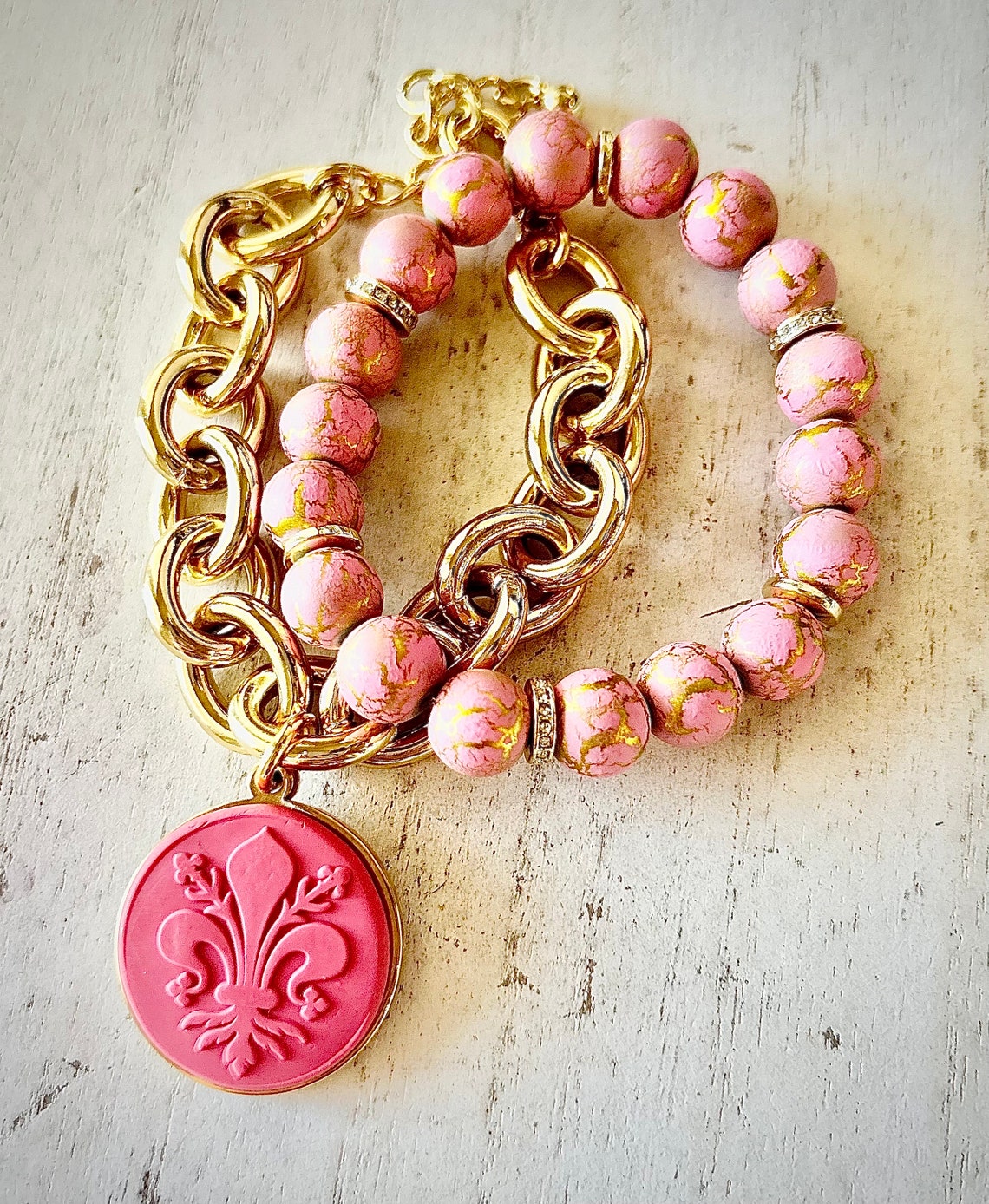 Florence Lily Gold Charm Bracelet Stack, Firenze Lily Jewelry, Giglio ...