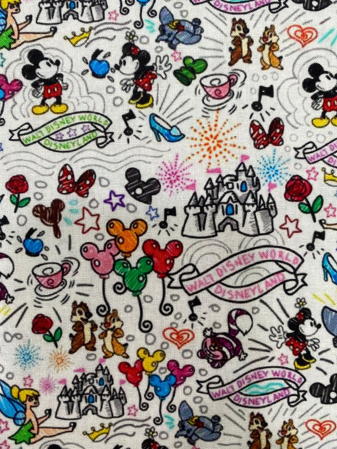Disney Character Fabric Collage 100% Cotton Fabric by the Yard Disney ...