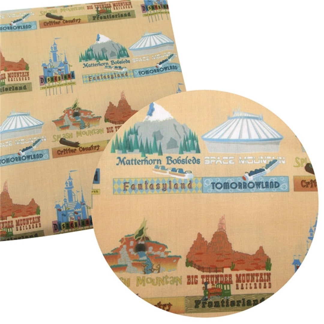 18x10" Disneyland Lands Fabric | 100% Cotton Fabric | Remnant ...