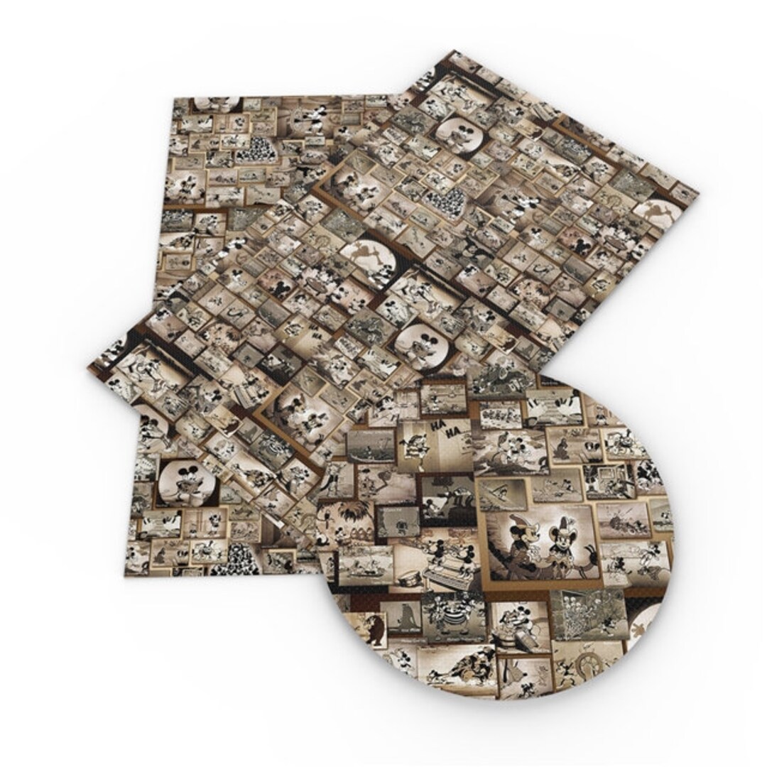 Disney Steamboat Willie Collage Print | 100% Cotton Fabric | Tumbler ...