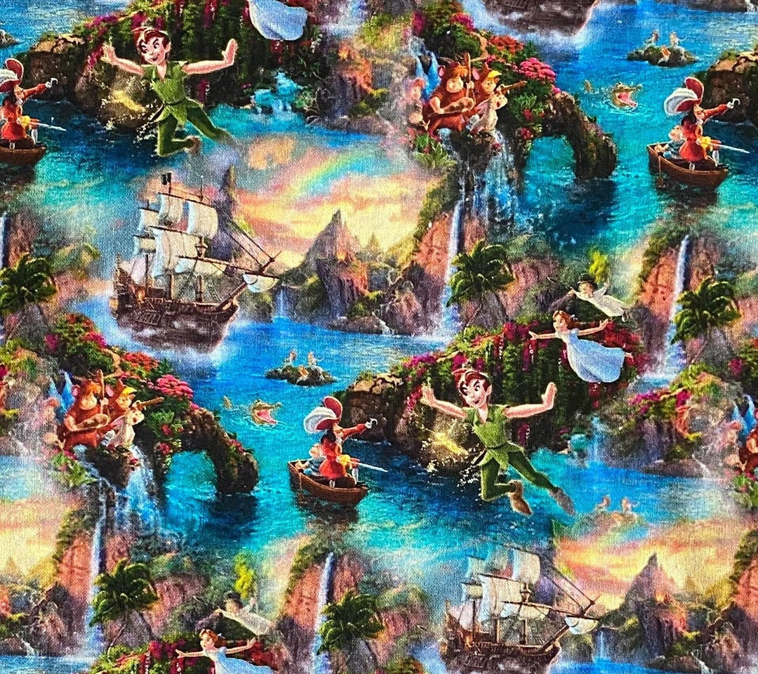 Disney Peter Pan Fabric 100 % Cotton Fabric by the Yard Disney ...