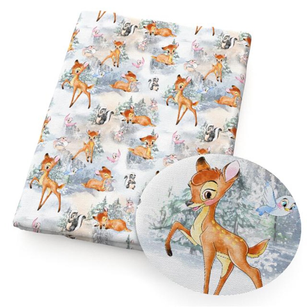 Disney Bambi Cotton Fabric Remnant 18 X 10, Winter Woodland Quilting ...