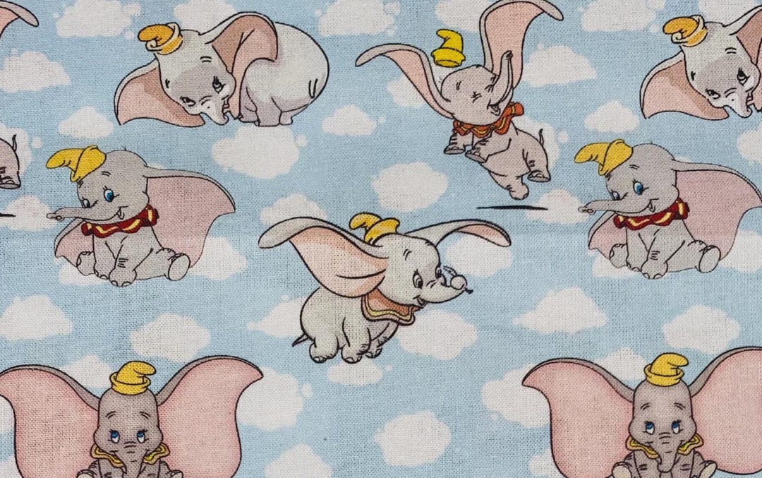 Disney Dumbo Fabric | 100% Cotton Fabric | Fabric by the Yard | Dumbo ...