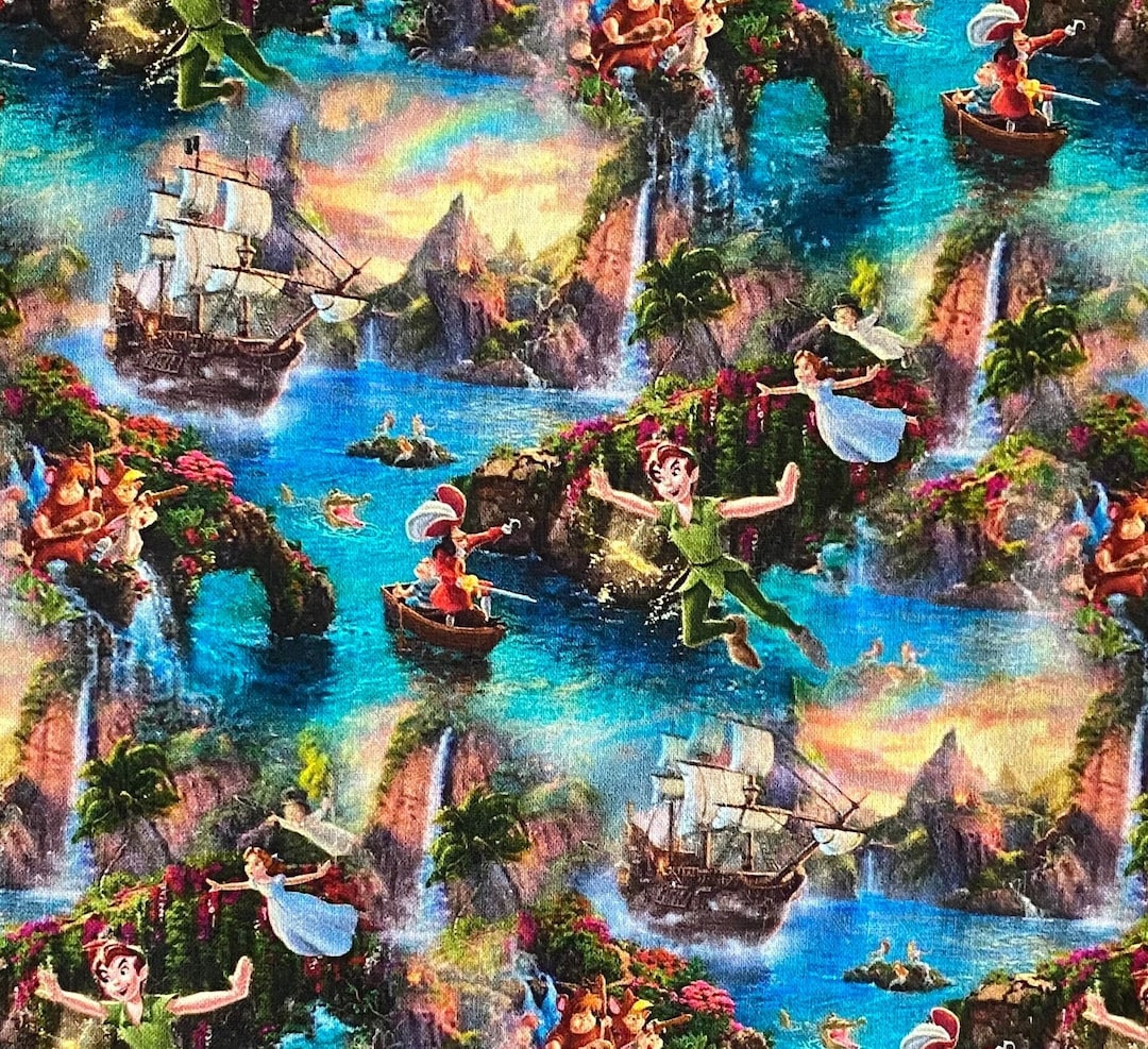 Disney Peter Pan Collage Print | 100% Cotton Fabric | Tumbler Cut and ...