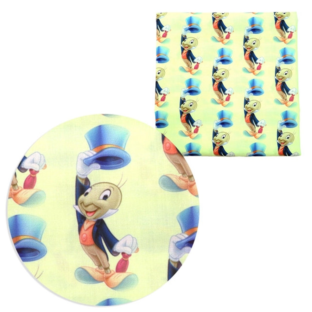 Disney Jimmy Cricket Collage Print 100 Cotton Fabric Tumbler Cut And