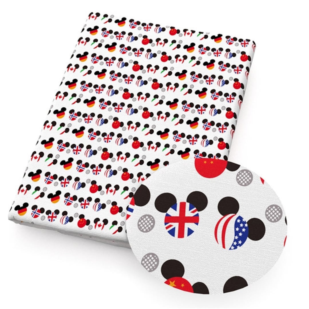 18x10" Disney Epcot Flags Collage Print | 100% Cotton Fabric | Remnant ...