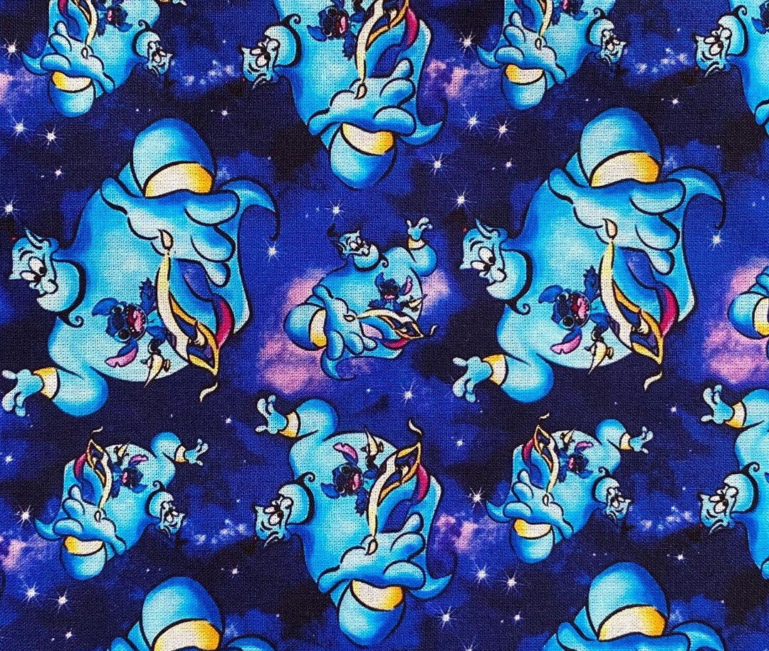 Disney Aladdin Genie Collage Print 100% Cotton Fabric Tumbler and Fat ...