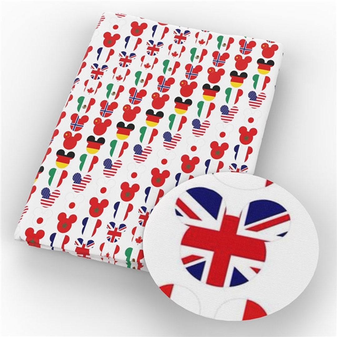 18x10" Disney Epcot Fabric | 100% Cotton Fabric | Remnant | Flags ...