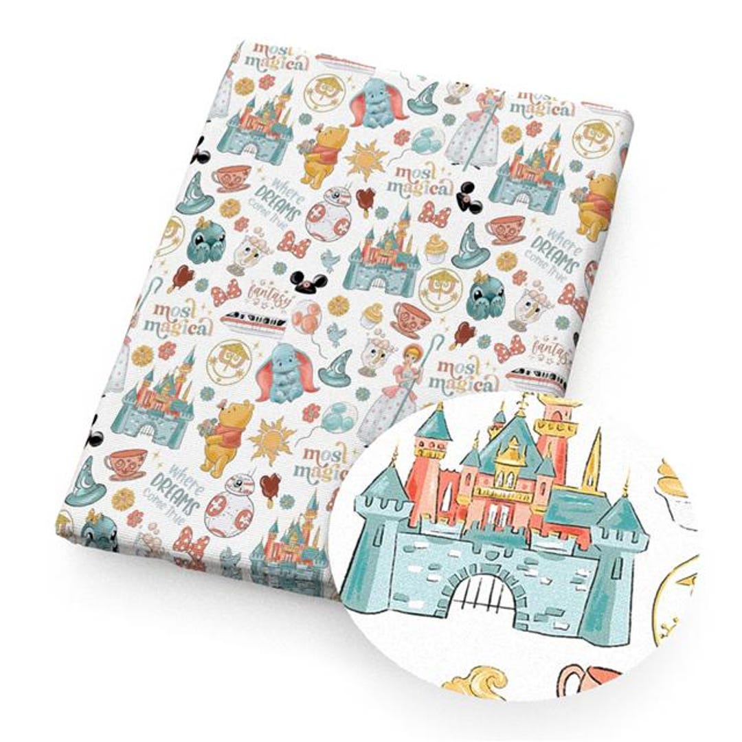 Disney Park Icons Cotton Fabric Fat Quarter – FQ F8 Tumbler Cuts ...