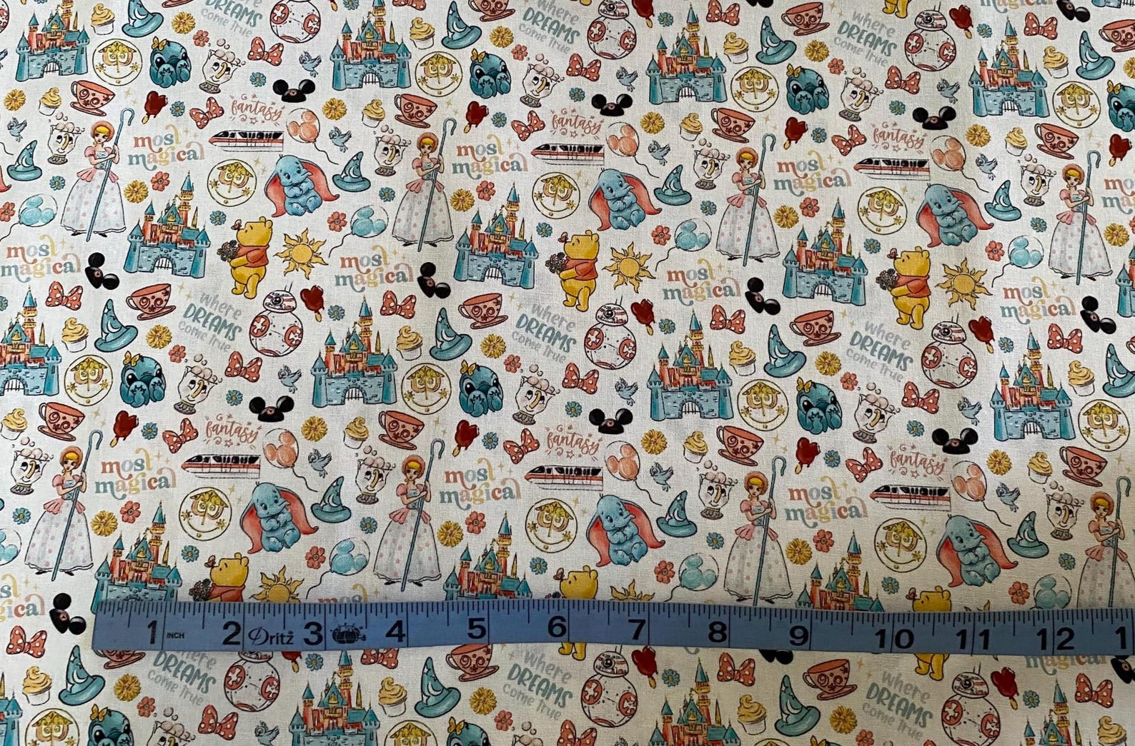 Disney Park Icons Cotton Fabric Fat Quarter – FQ F8 Tumbler Cuts ...