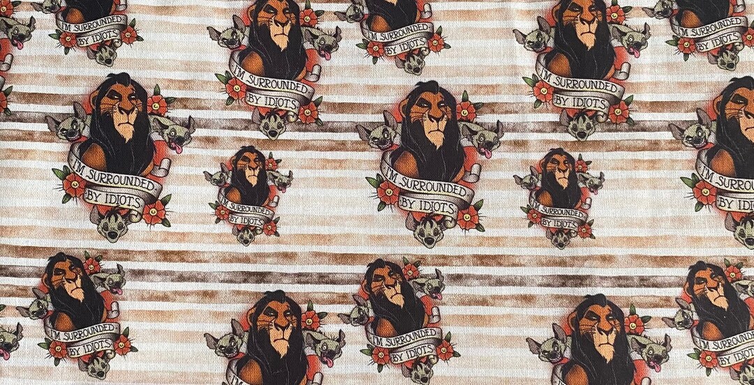 Disney Scar Collage Print 100% Cotton Fabric Tumbler Cut and Fat ...