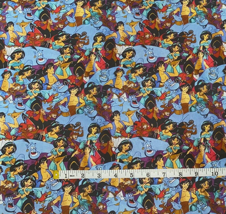 Disney Aladdin Fabric 100% Cotton Fabric Remnant 18"x10" Aladdin ...