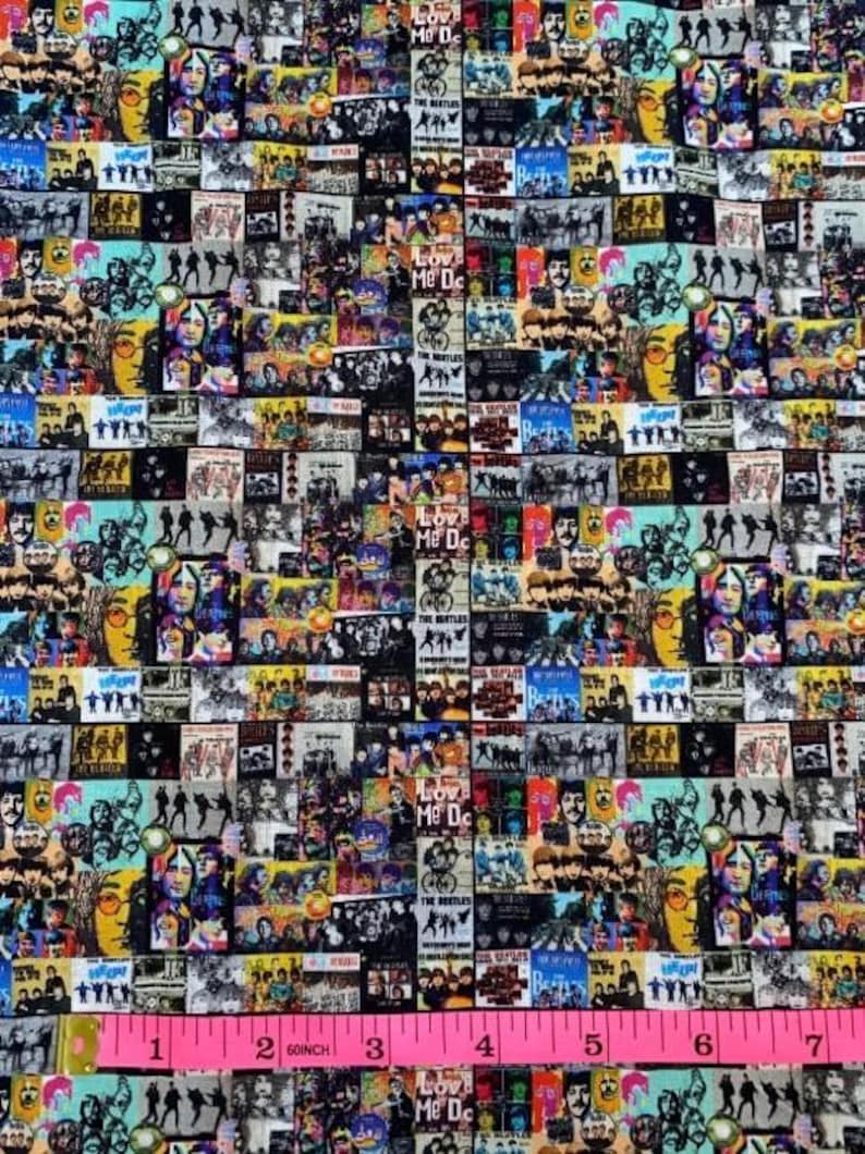The Beatles Cotton Fabric by the Yard, Album Cover Mosaic Print ...