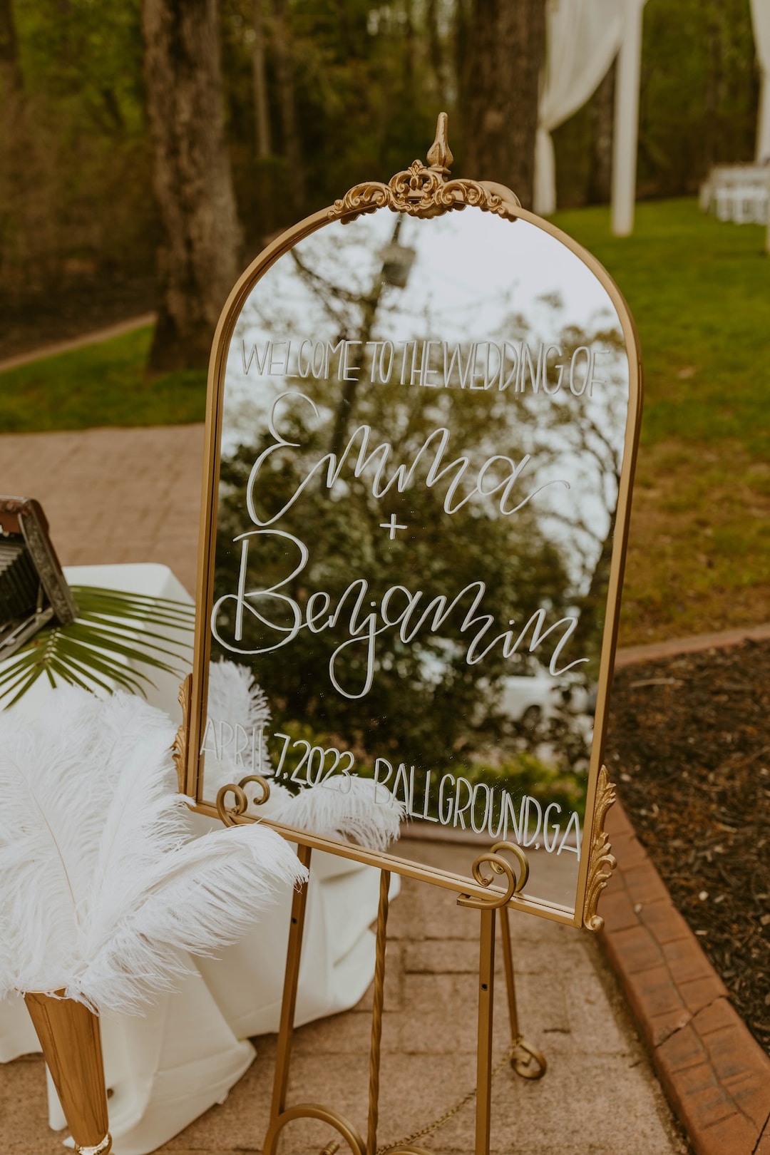 Wedding Welcome Sign - Rounded Gold Mirror - Personalized Wedding ...