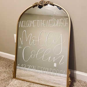 Wedding Welcome Sign - Rounded Gold Mirror - Personalized Wedding ...