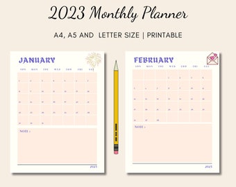 2024 Monthly Planner Printable 2024 Dated Calendar A4, A5, Letter ...
