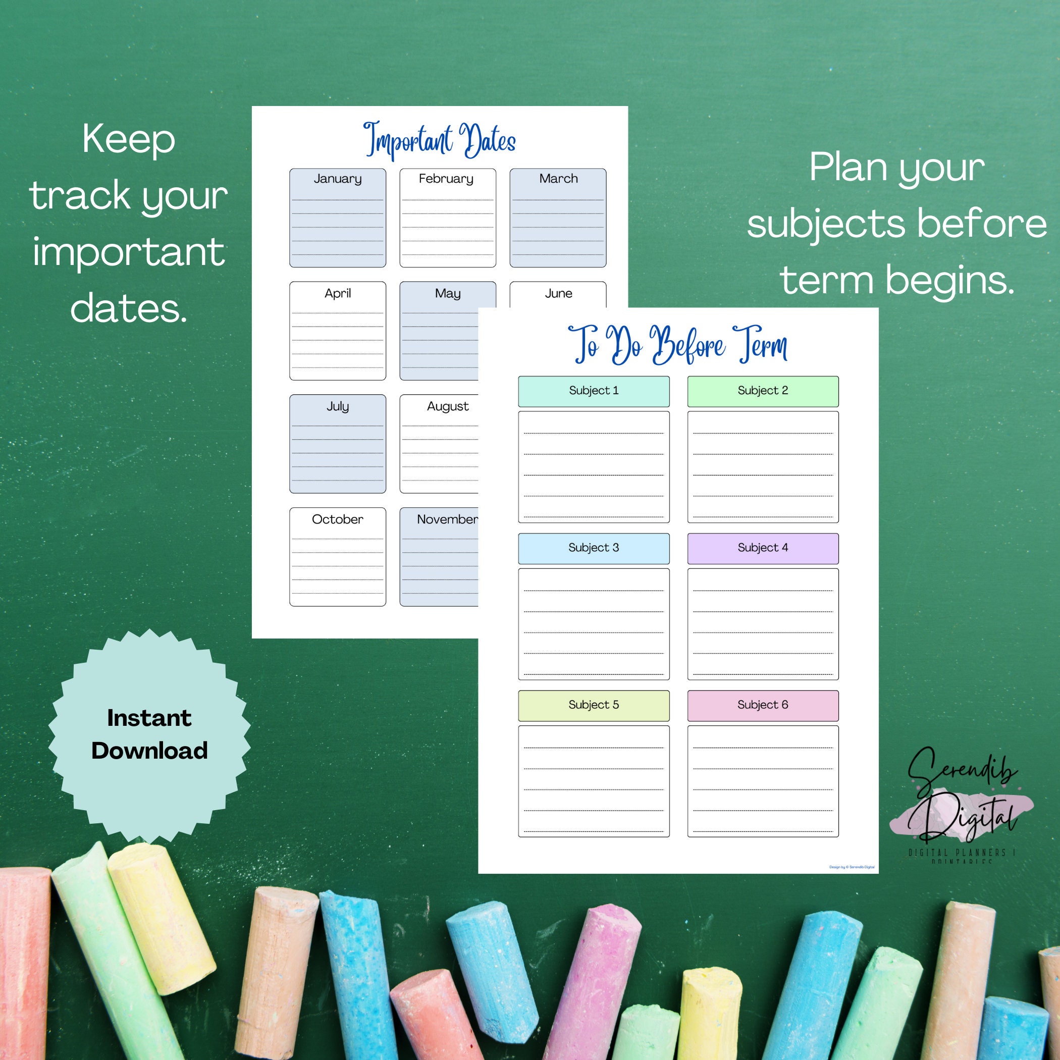 Lesson Plan Template for Teachers Bundle With Undated Calendar,term ...