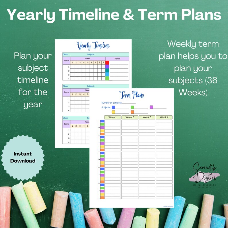 Lesson Plan Template for Teachers Bundle With Undated Calendar,term ...