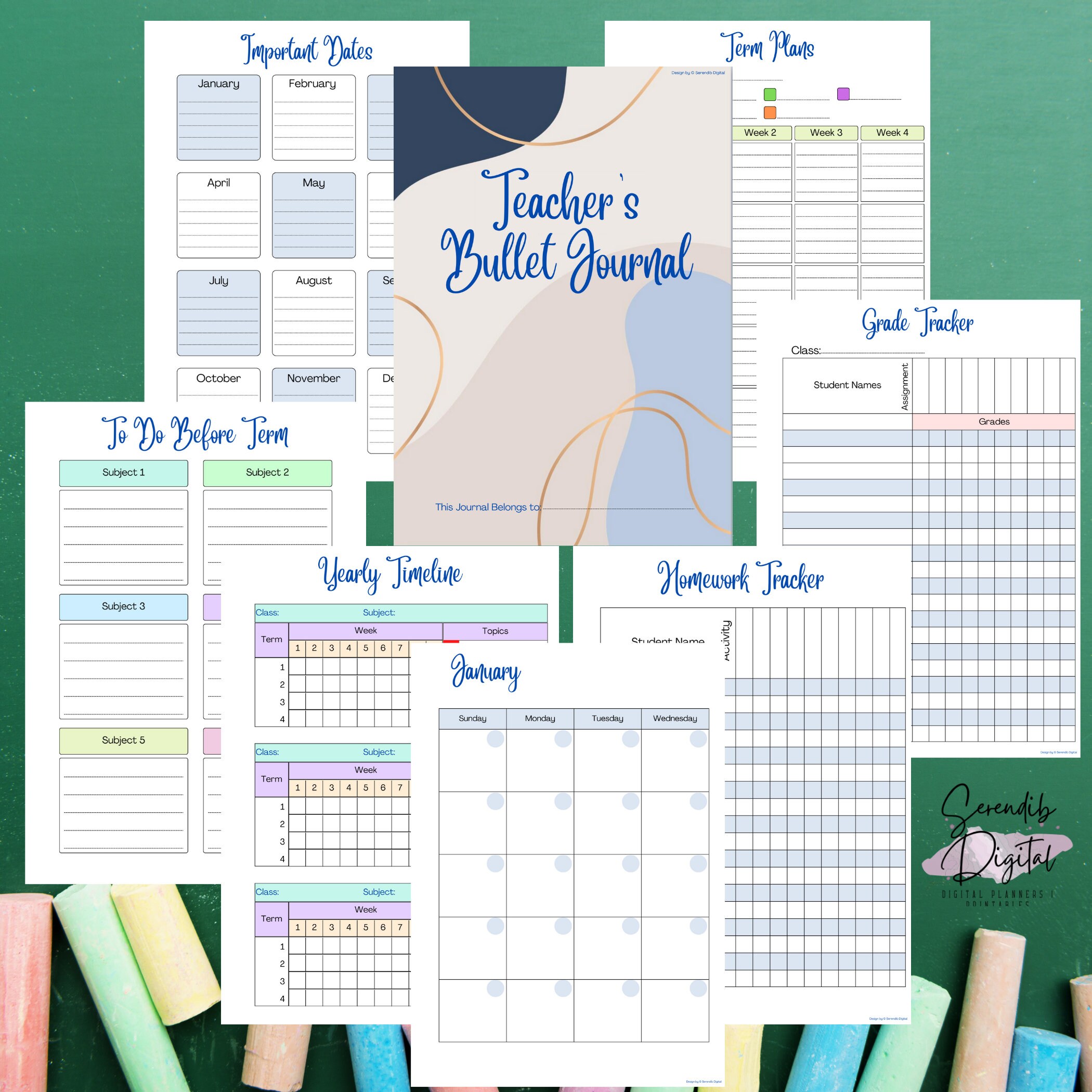Lesson Plan Template for Teachers Bundle With Undated Calendar,term ...