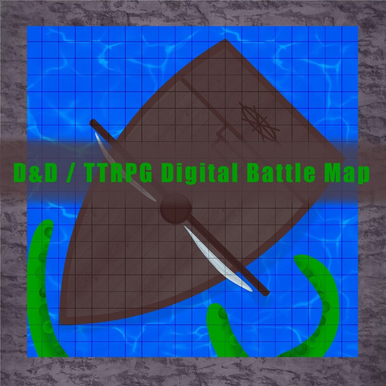TTRPG Digital Battle Map - Ship With Kraken - Etsy