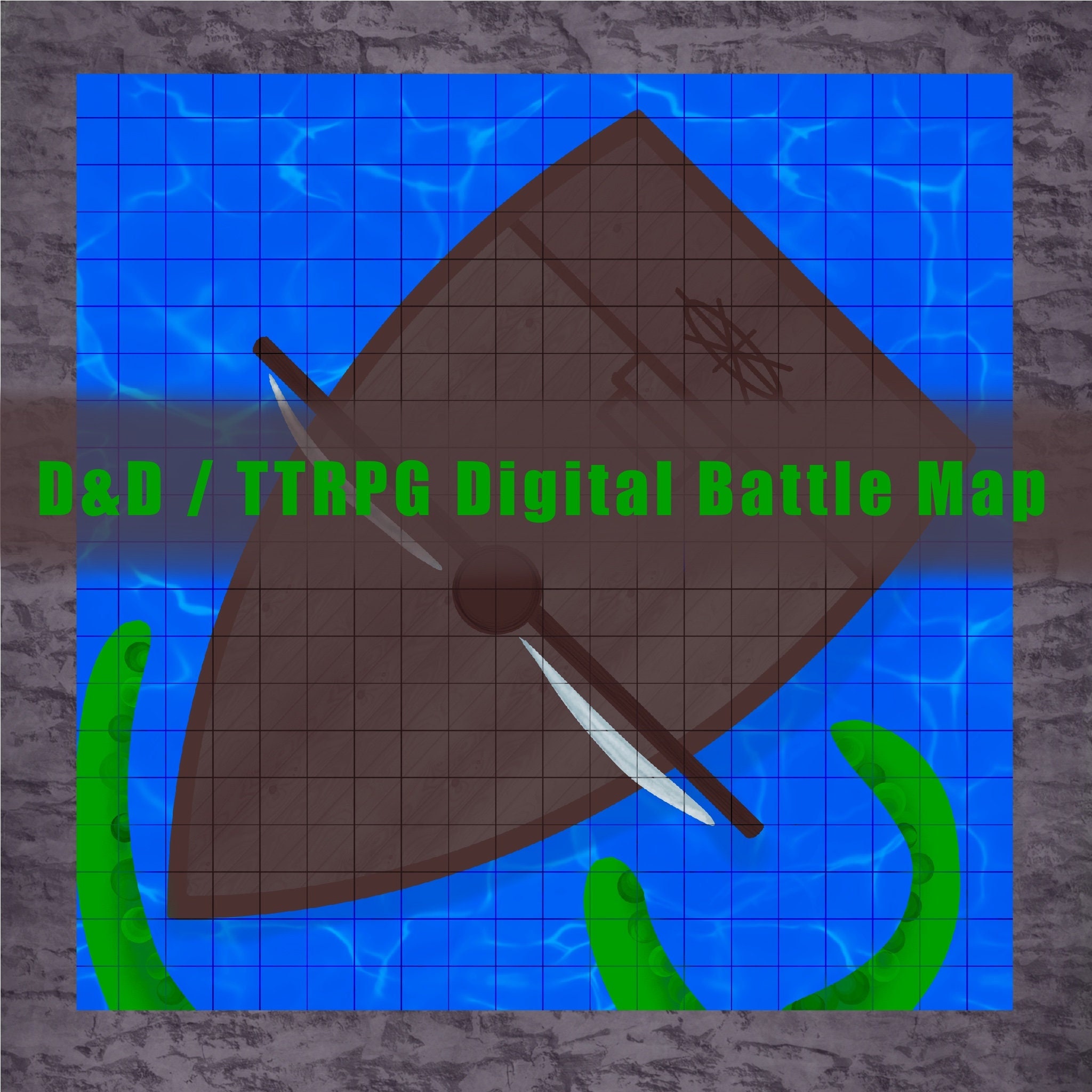 TTRPG Digital Battle Map - Ship With Kraken - Etsy