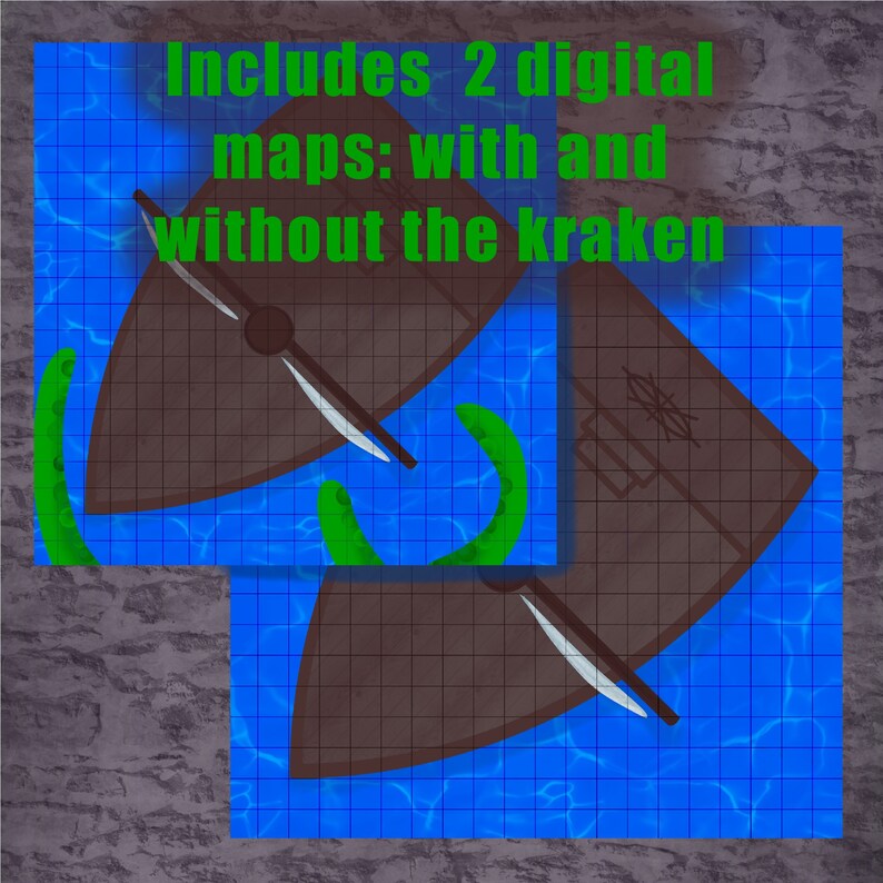 TTRPG Digital Battle Map - Ship With Kraken - Etsy