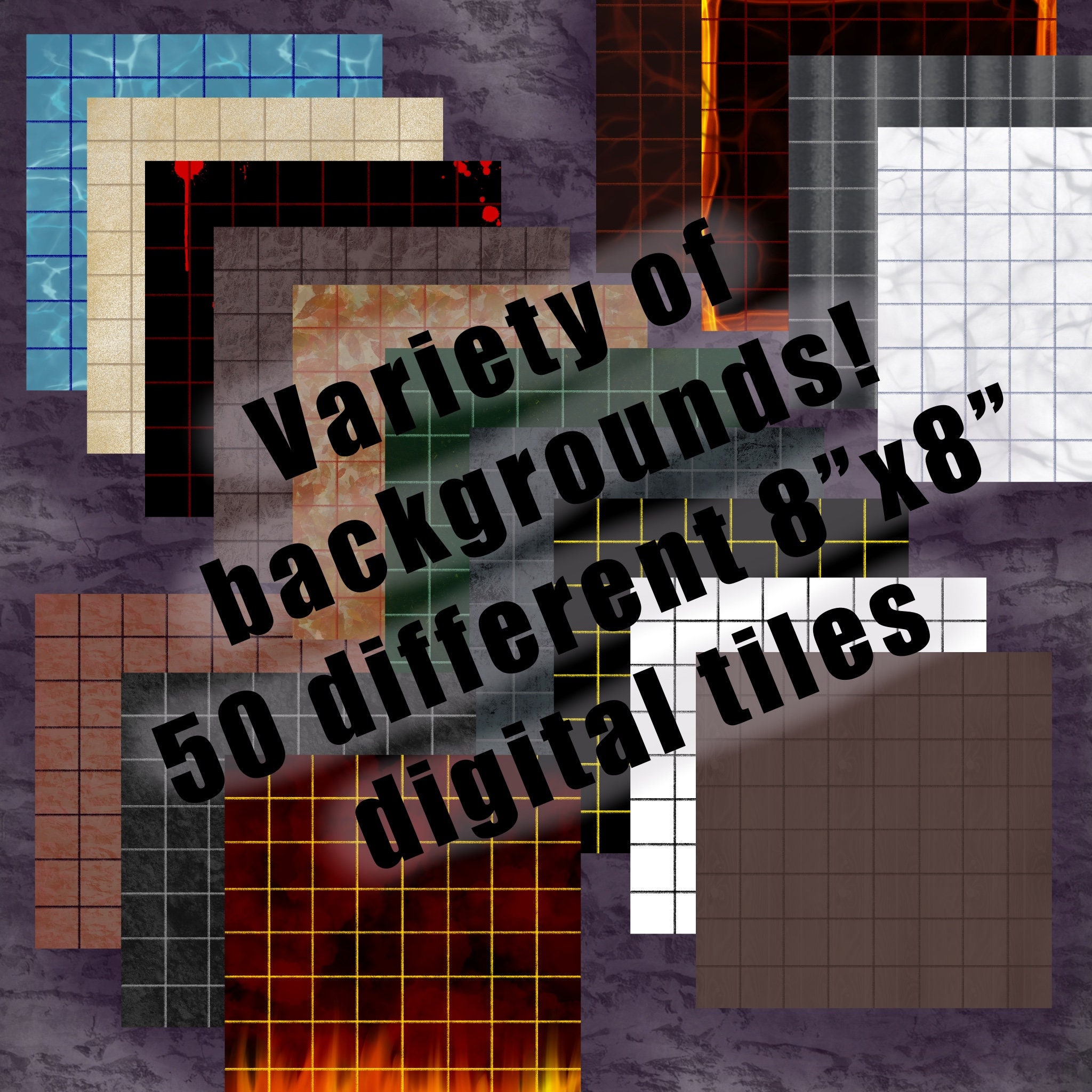 TTRPG 50 Digital Map Tiles Variety Pack - 50 Different 8"x8" Digital ...