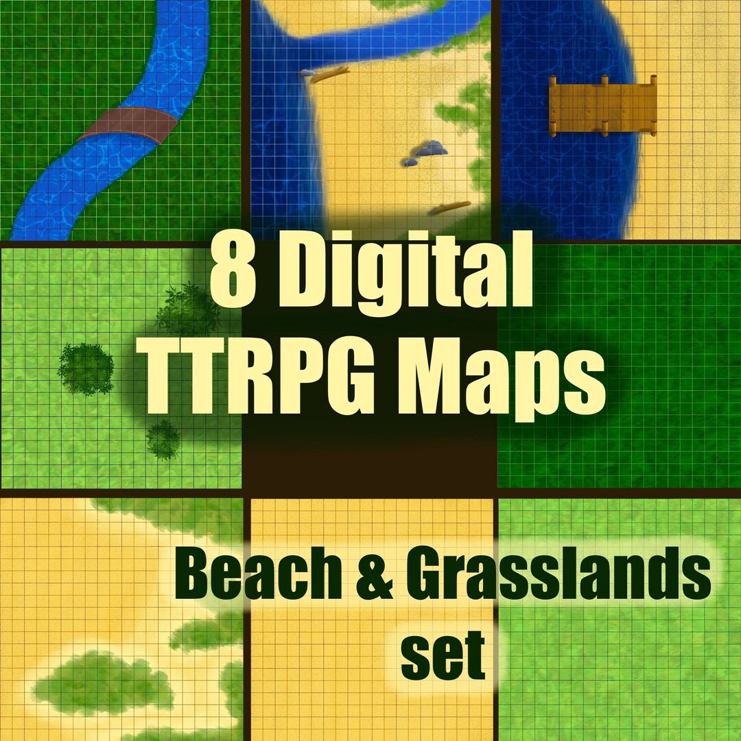 8 TTRPG Digital Battle Maps - Beach and Grasslands Set - Etsy