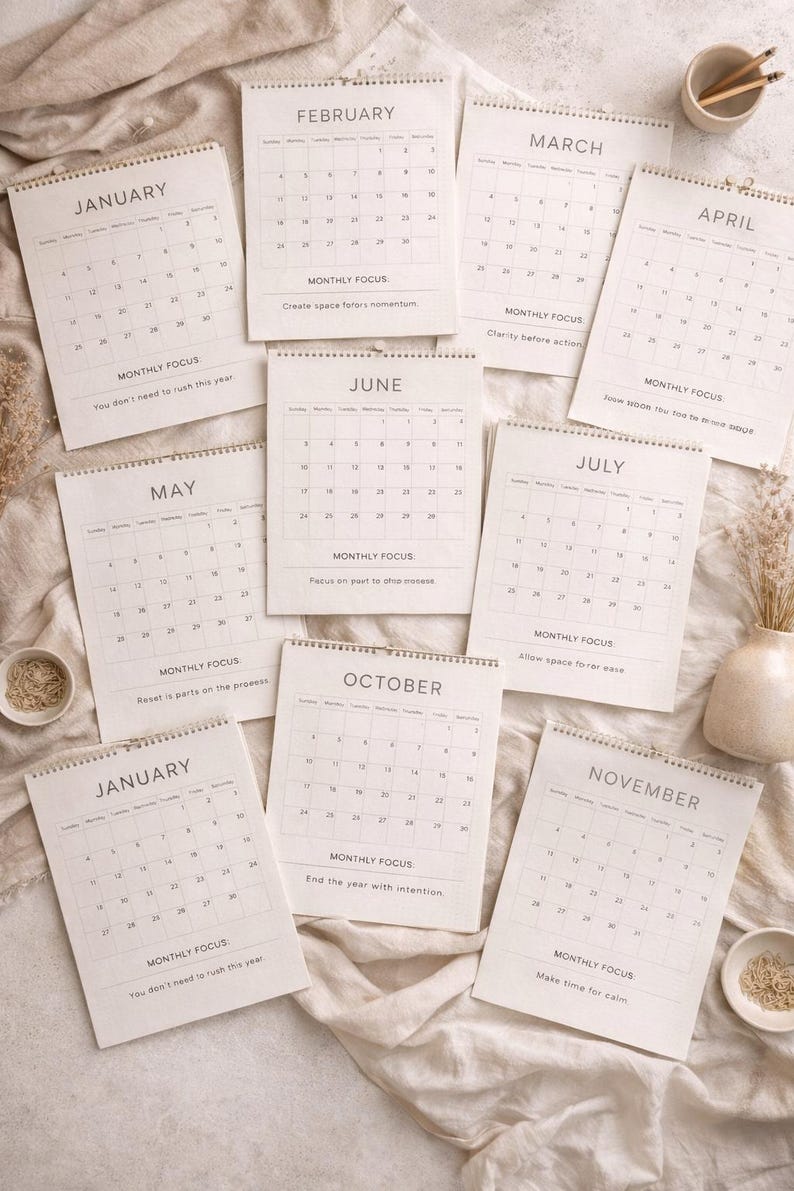 Minimalist Wall Calendar 2026 | Printable Monthly Calendar | Neutral ...