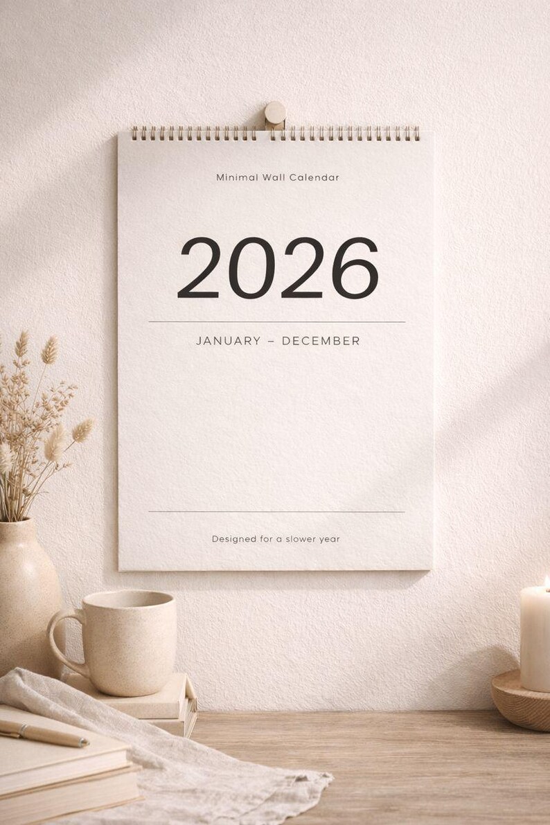 Minimalist Wall Calendar 2026 | Printable Monthly Calendar | Neutral ...
