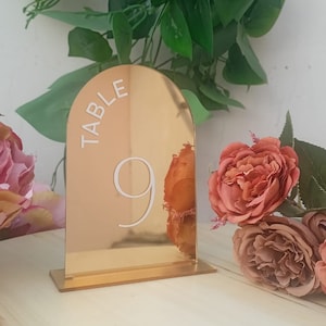 Arched Mirror Gold Wedding Table Numbers Table Decorations Acrylic ...