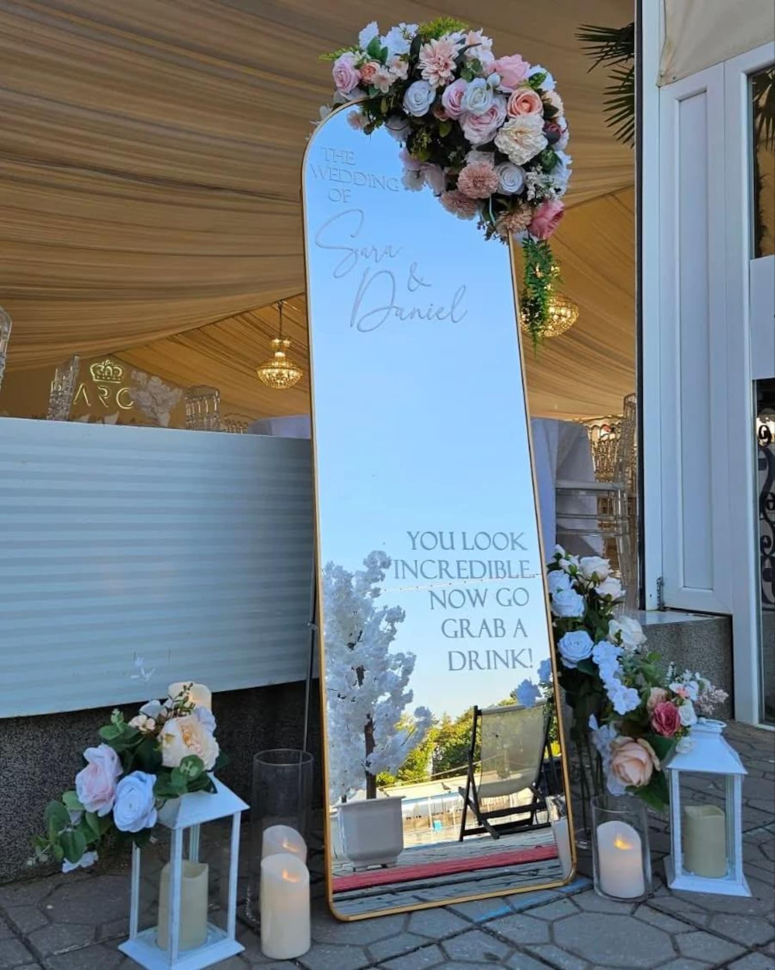 Wedding Decal Sign - Customizable Names - for Mirror, Wedding Mirror ...