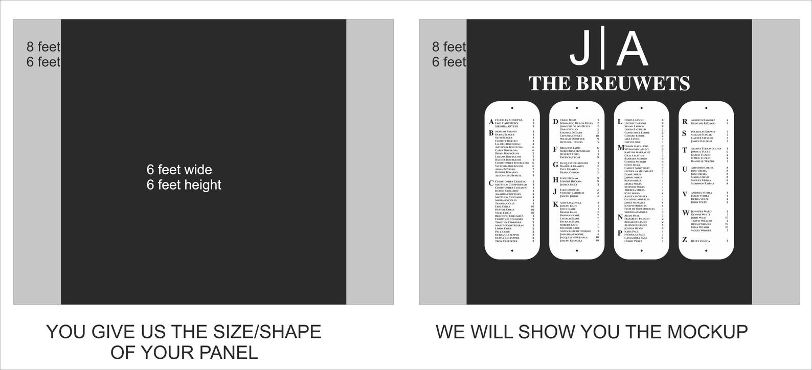 Seating Chart Panel for Wedding Background Board, Acrylic Seating Chart ...