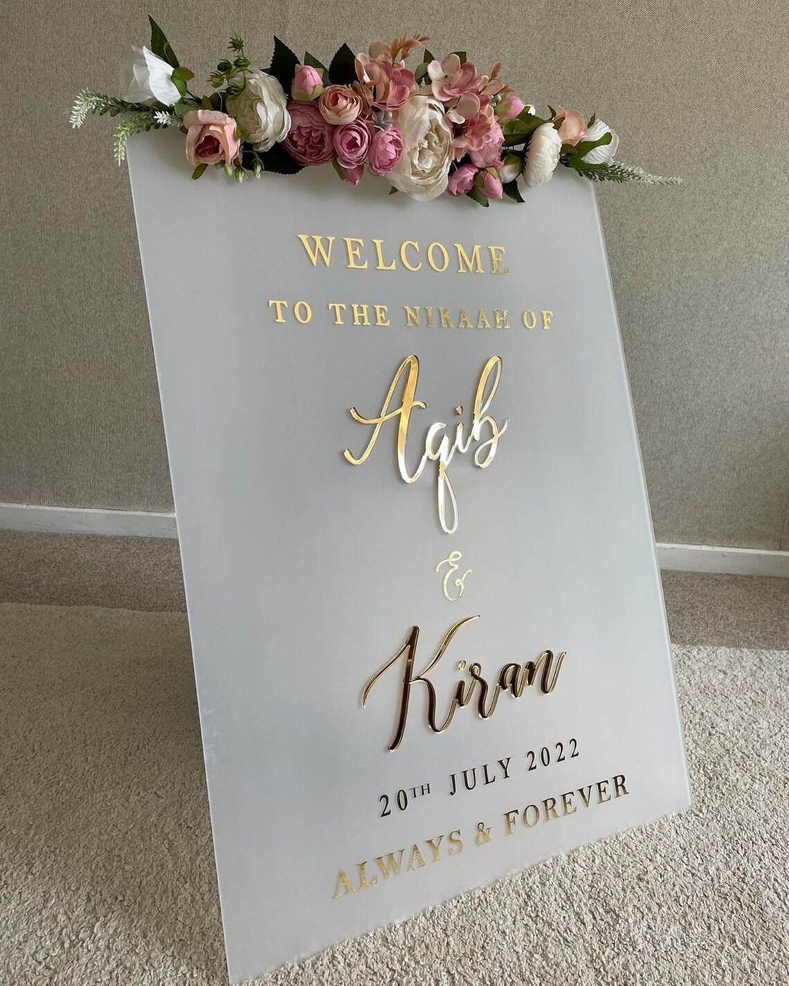 Welcome Wedding Sign Acrylic, 3d Acrylic Sign, Frosted Acrylic Wedding ...
