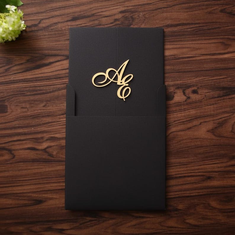 Personalized Gold Acrylic Wedding Card Monogram Letters Acrylic Couple ...