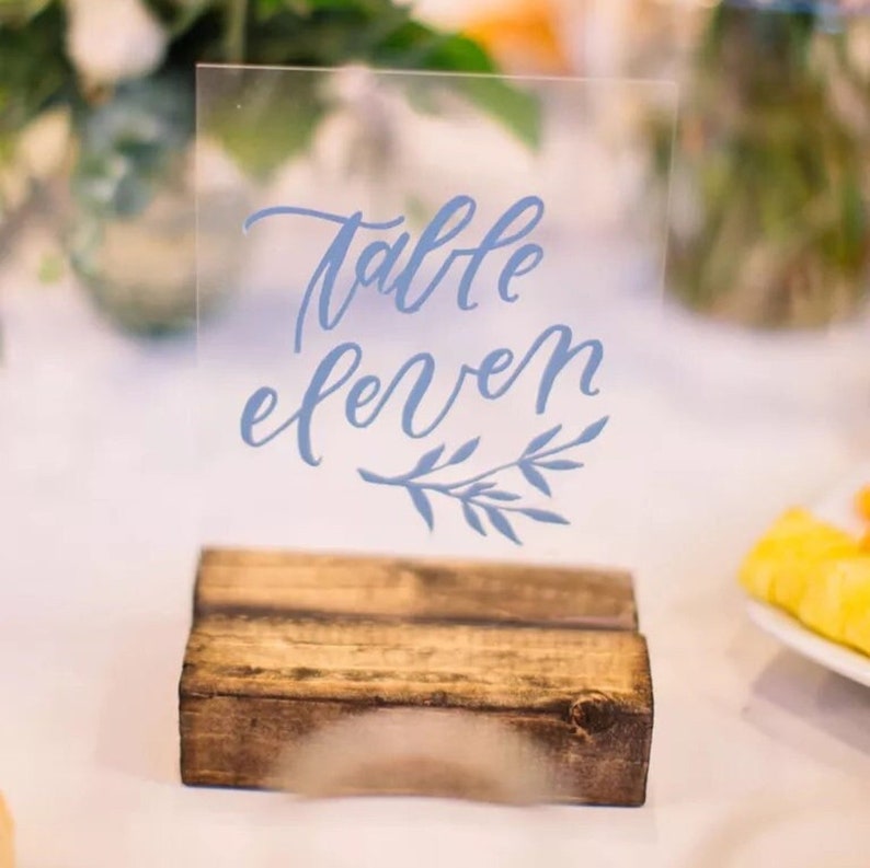 Clear Acrylic Rustic Wood Stand Table Numbers Acrylic Table - Etsy