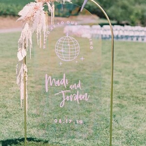 Pink Wedding Welcome Sign - Acrylic Arched Wedding Sign - Pink Letter ...