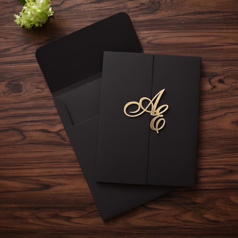 Personalized Gold Acrylic Wedding Card Monogram Letters Acrylic Couple ...