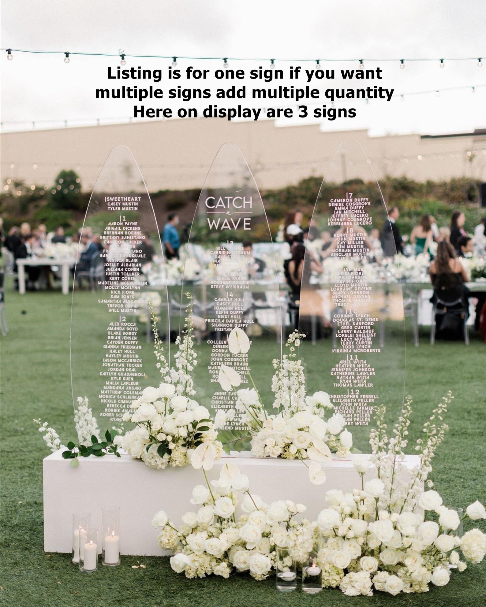 Clear Acrylic Surfboard Welcome Sign and Seating Chart Unique - Etsy