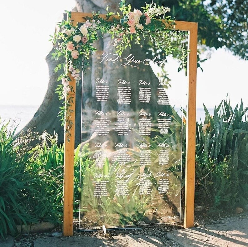 Acrylic Seating Chart Large Black Acrylic Uv Print Guest - Etsy