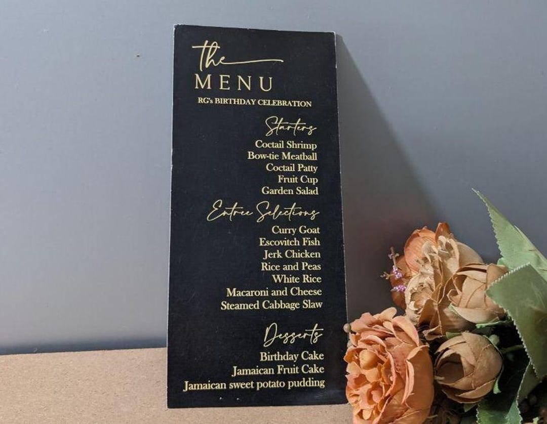 Black Menu Card, Place Card With Luxury Menu Minimalist Paper Menu Card ...